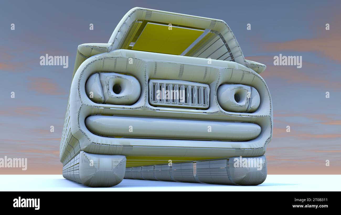 3D Illustration of an architectural structure based on the front face ...