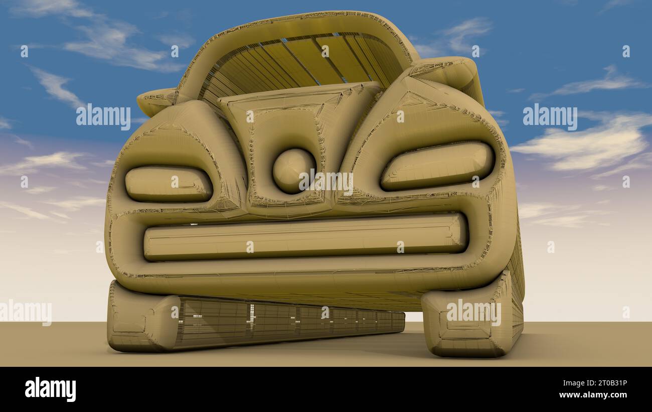 3D Illustration of an architectural structure based on the front face ...