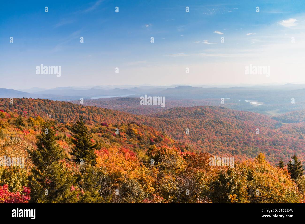 Adirondacks mountain range view from Mt Arab fire tower with brilliant ...