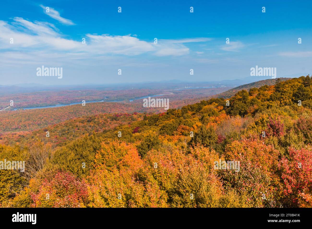 Adirondacks mountain range view from Mt Arab fire tower with brilliant ...