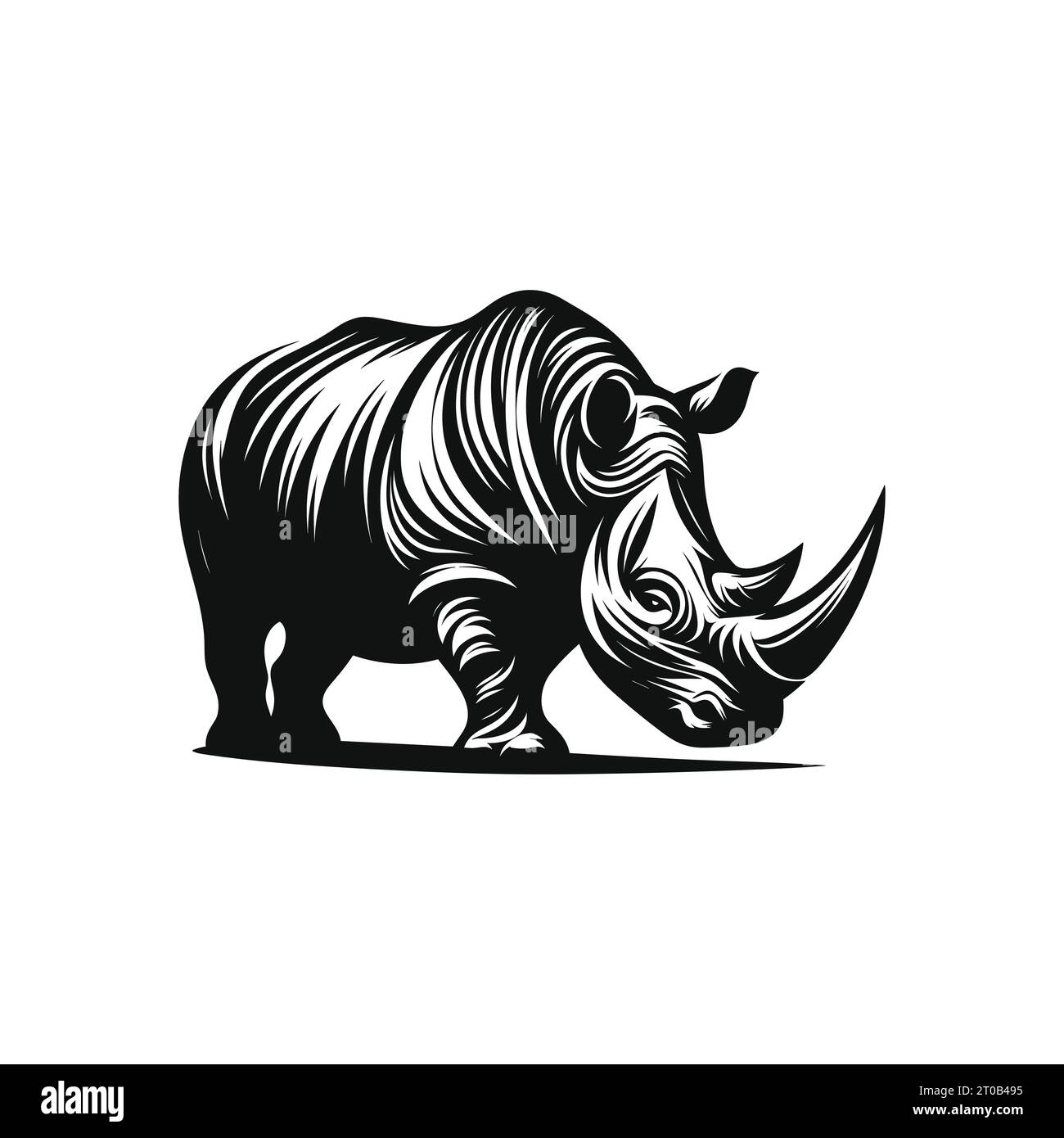 Rhinoceros vector silhouette illustration design template black and ...