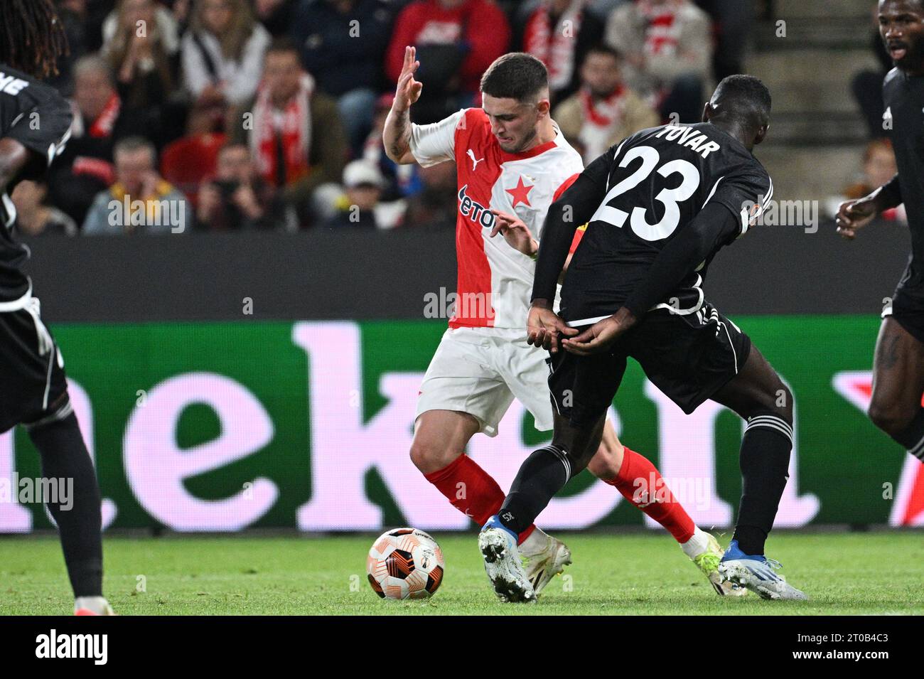 Prague, Czech Republic. 05th Oct, 2023. From left soccer player of ...