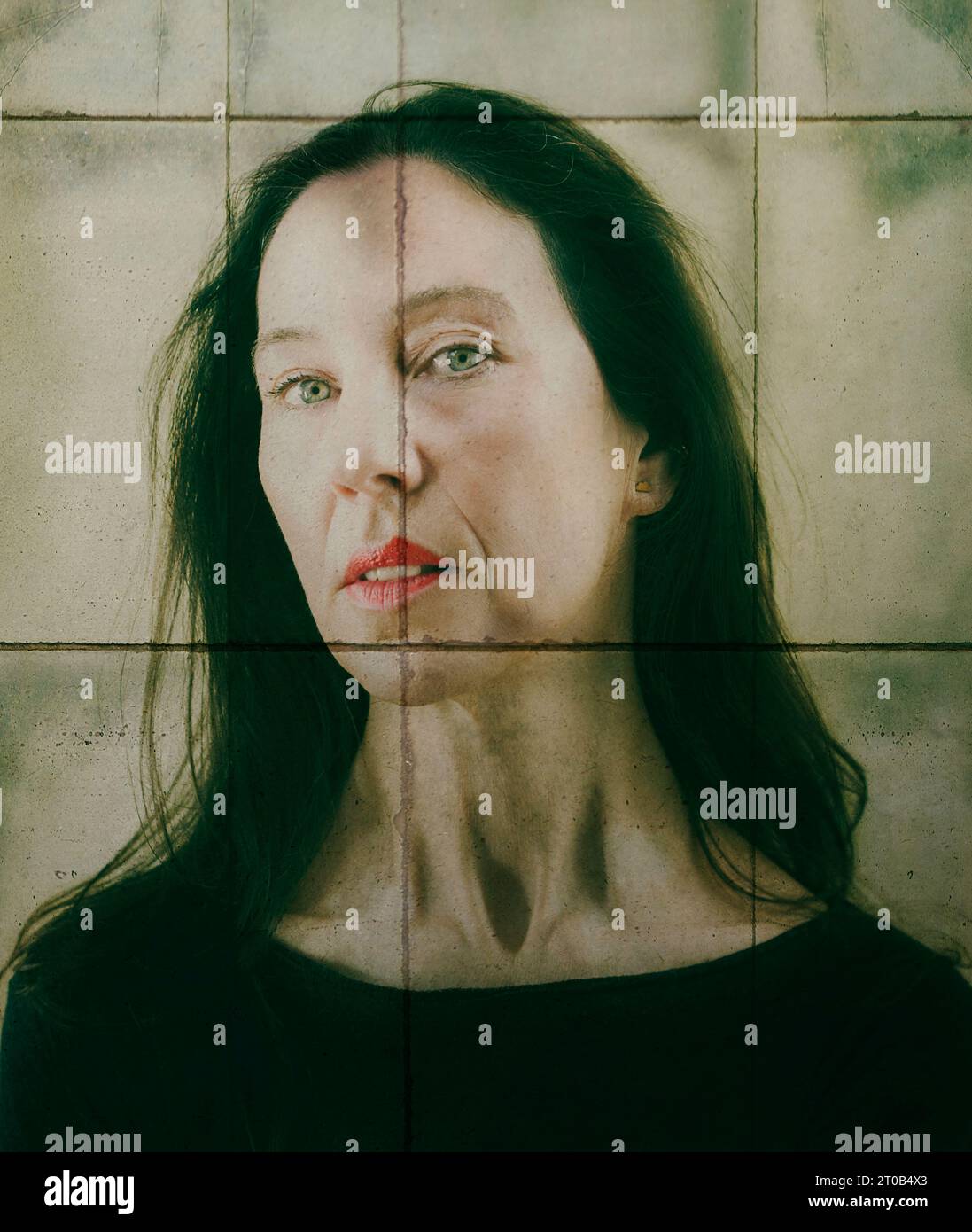 portrait of woman through tiles Stock Photo - Alamy