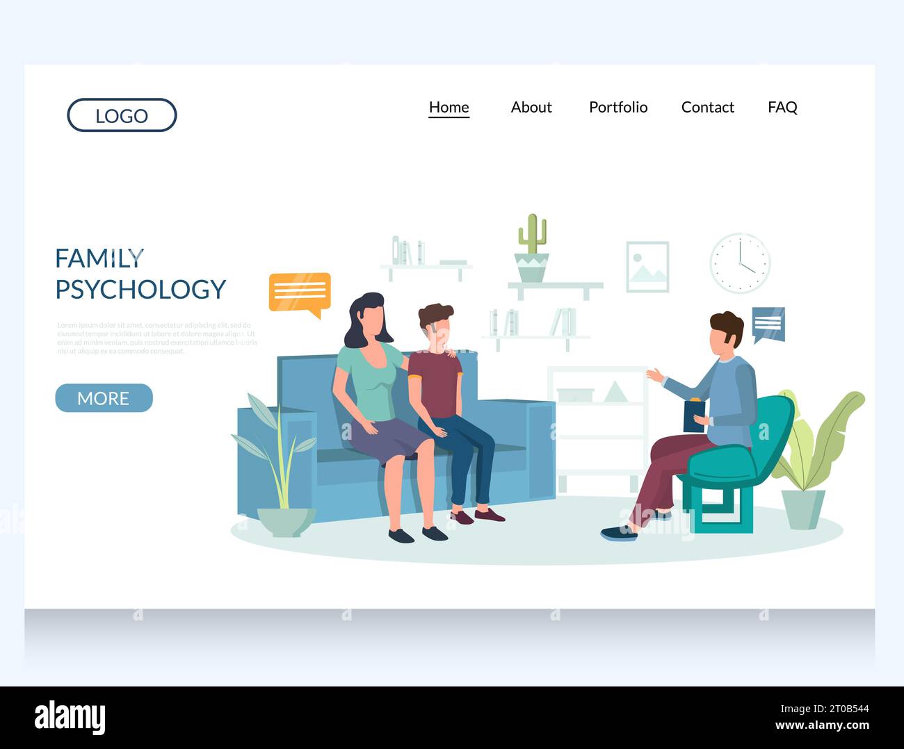 Family psychology vector website landing page design template Stock ...