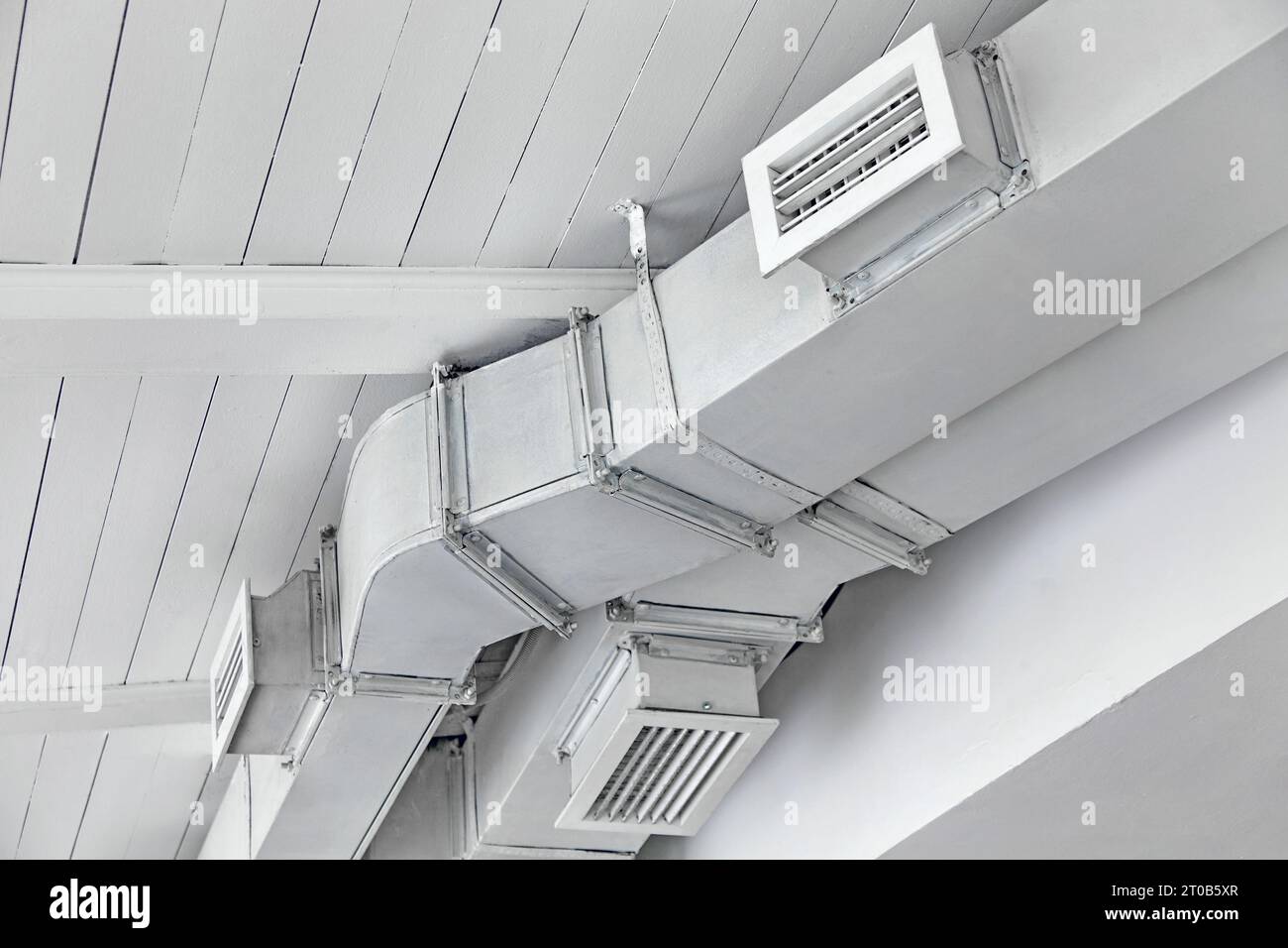Old vintage ceiling ventilation air conditioning system in an old ...