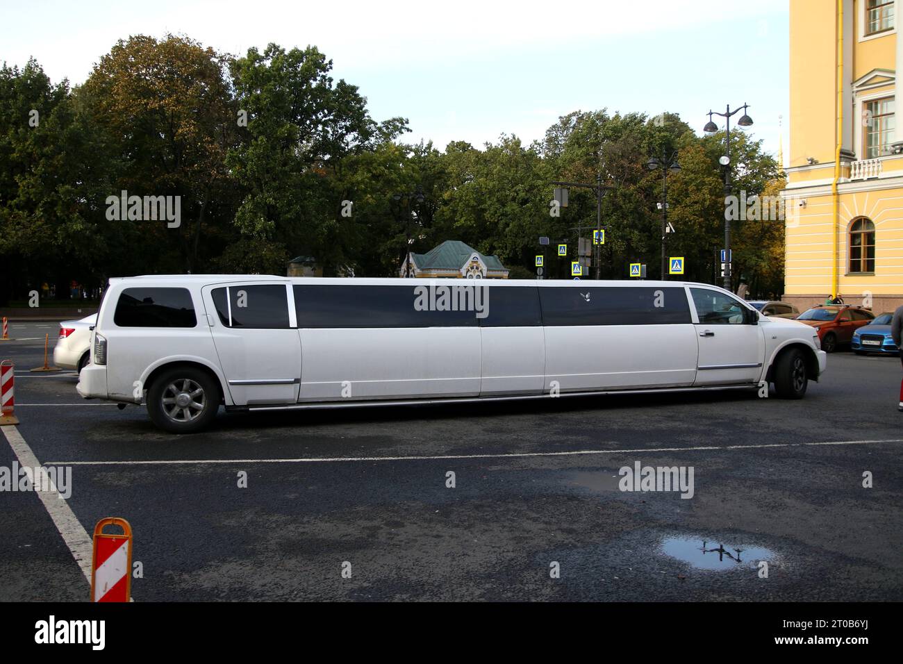 Russian Federation. Saint-Petersburg. The city center. White Limousine ...