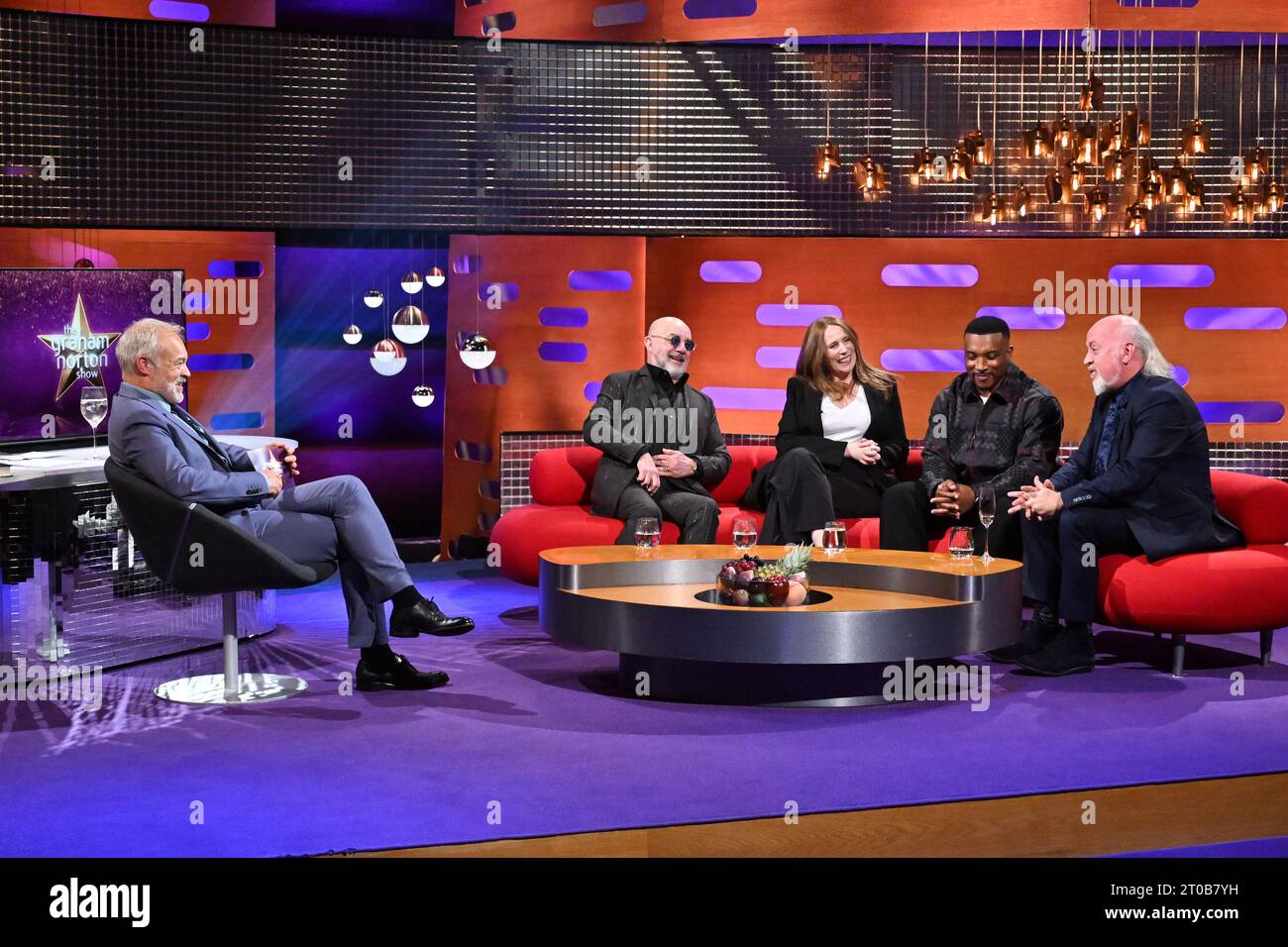 EDITORIAL USE ONLY (left to right) Bernie Taupin, Catherine Tate, Ashley Walters, and Bill ...