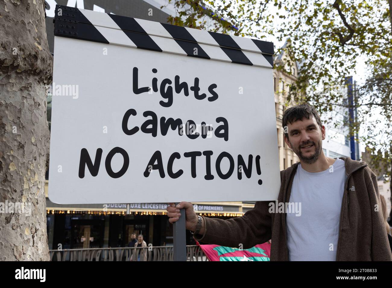 London, UK. October 05, 2023. At Leicester Square, members of Bectu ...