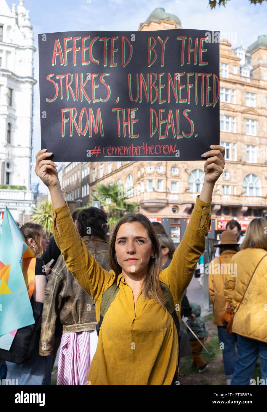 London, UK. October 05, 2023. At Leicester Square, members of Bectu ...