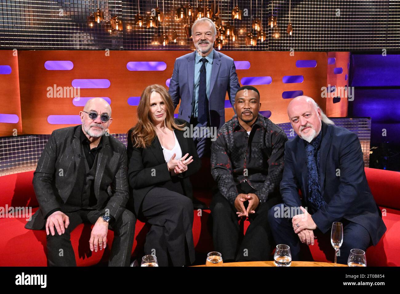EDITORIAL USE ONLY (left to right) Bernie Taupin, Catherine Tate, Ashley Walters, and Bill ...