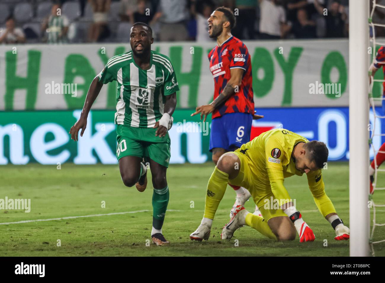 Limassol, Cyprus. 05th Oct, 2023. Shavy Babicka of Aris scores the ...