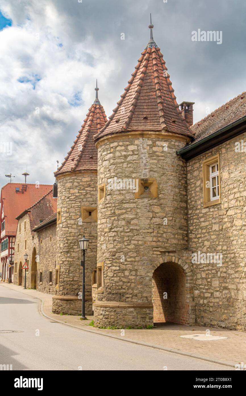 Main Street in Kochendorf, Bad Friedrichshall with Lehen castle ...