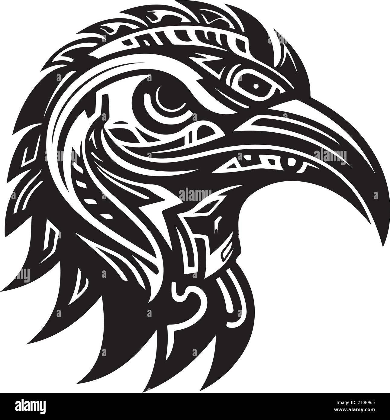 Tribal Raven Head Tattoo
