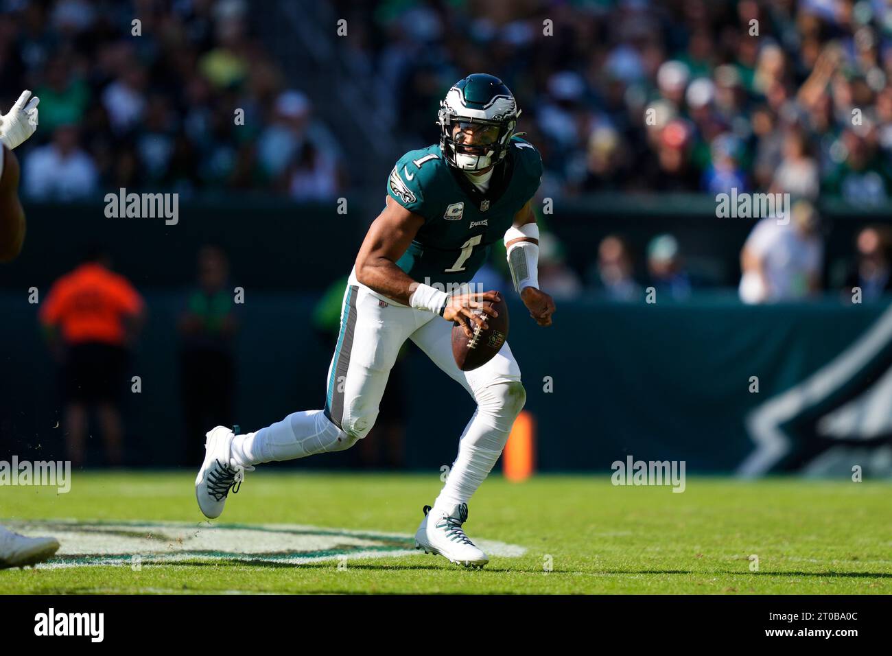 Philadelphia Eagles quarterback Jalen Hurts in action during an NFL ...