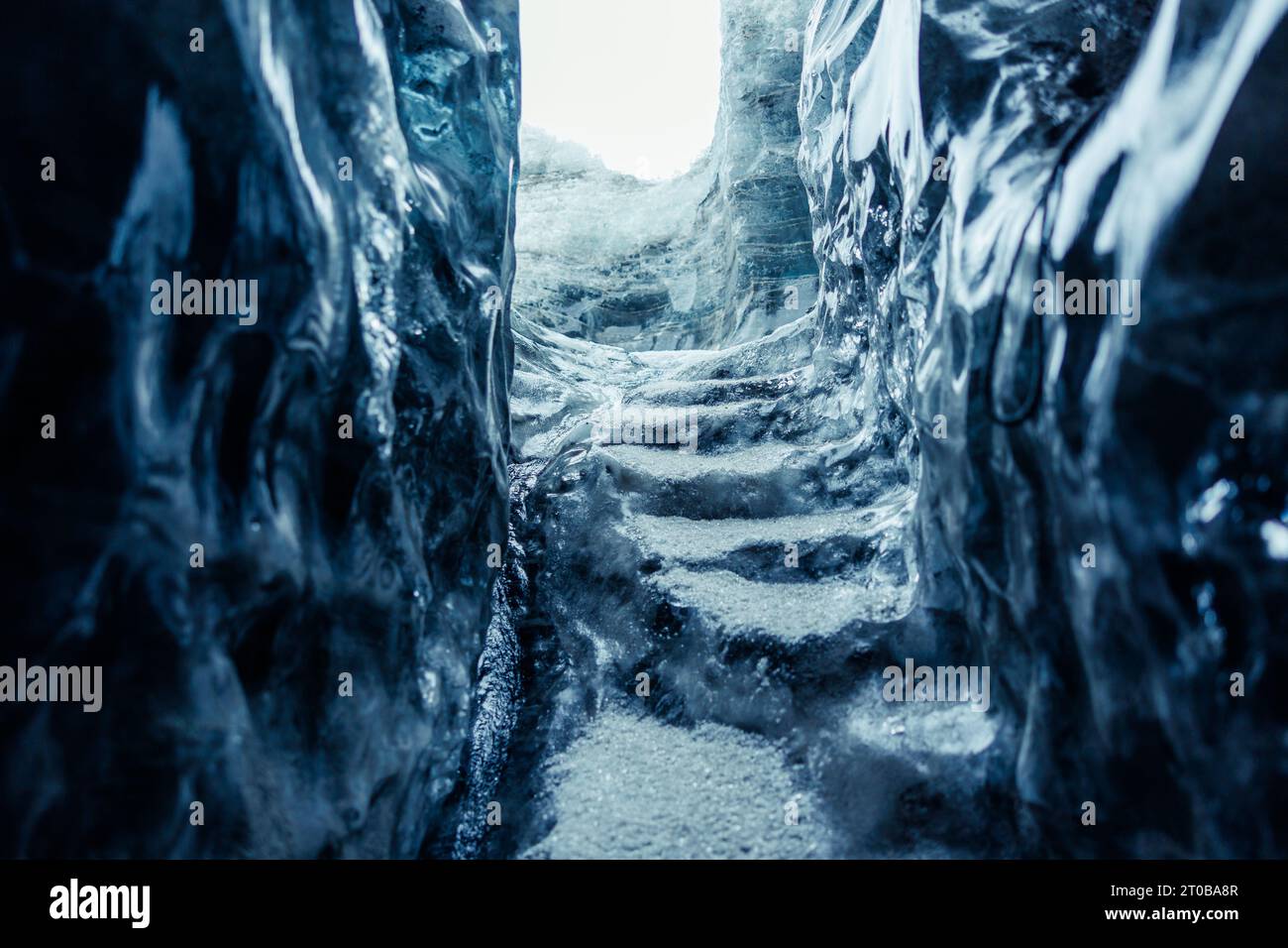 Amazing ice rocks in vatnajokull caves, transparent blue blocks of ice ...