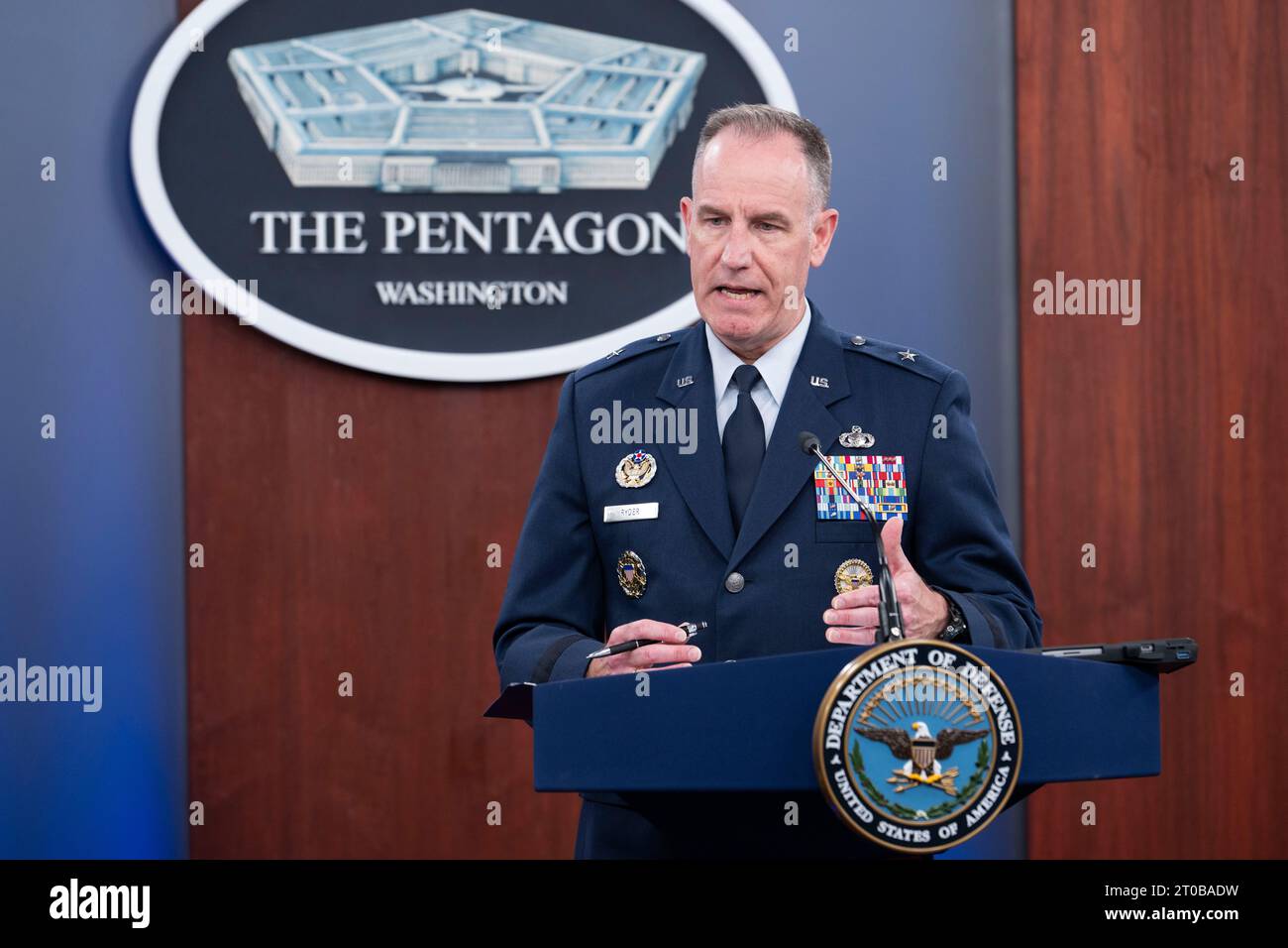 Pentagon Press Secretary Brig. Gen. Pat Ryder speaks during a press ...