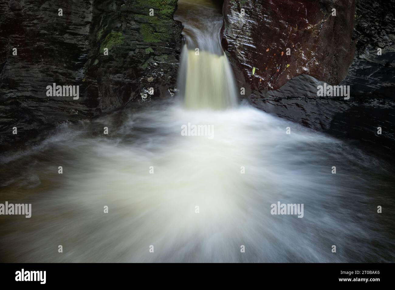 Long exposure of the Devils Cauldron waterfall on the river Lyd at ...