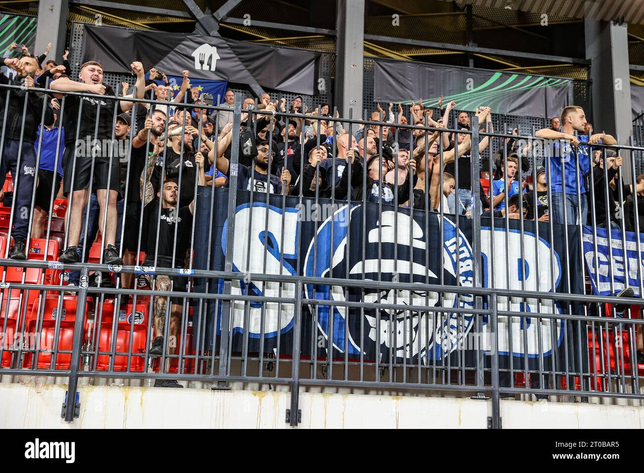 Leskovac, Serbia. 05th Oct, 2023. Genk's supporters pictured during a ...
