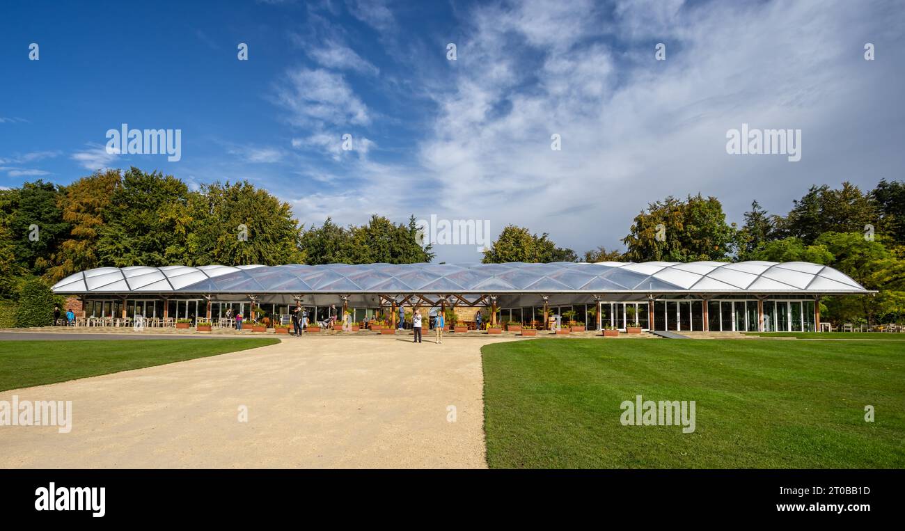 Glass roofed entrance pavilion to Alnwick Gardens in Alnwick ...