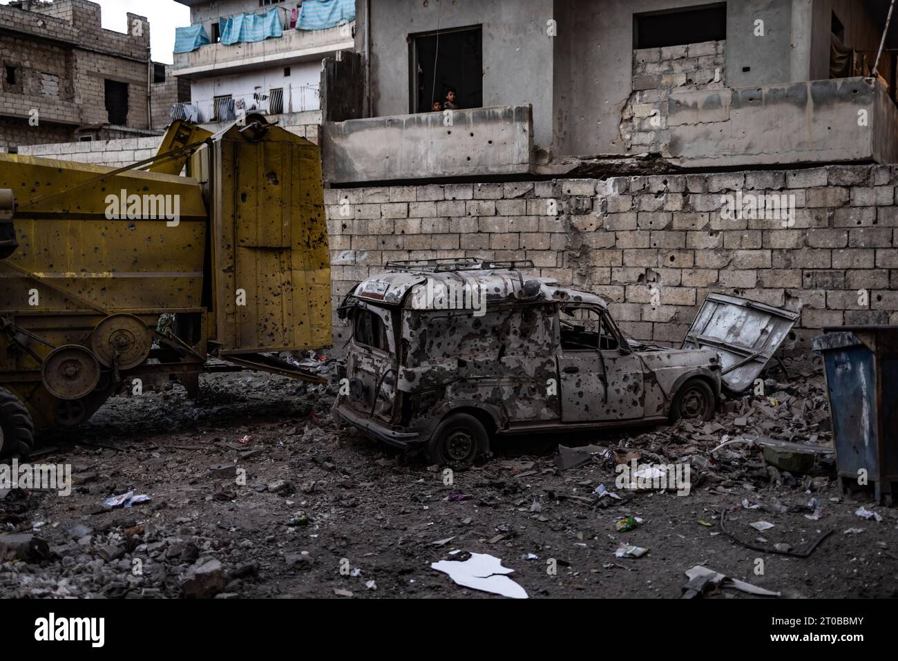 Ariha, Syria. 05th Oct, 2023. A view of the effects of destruction as a ...