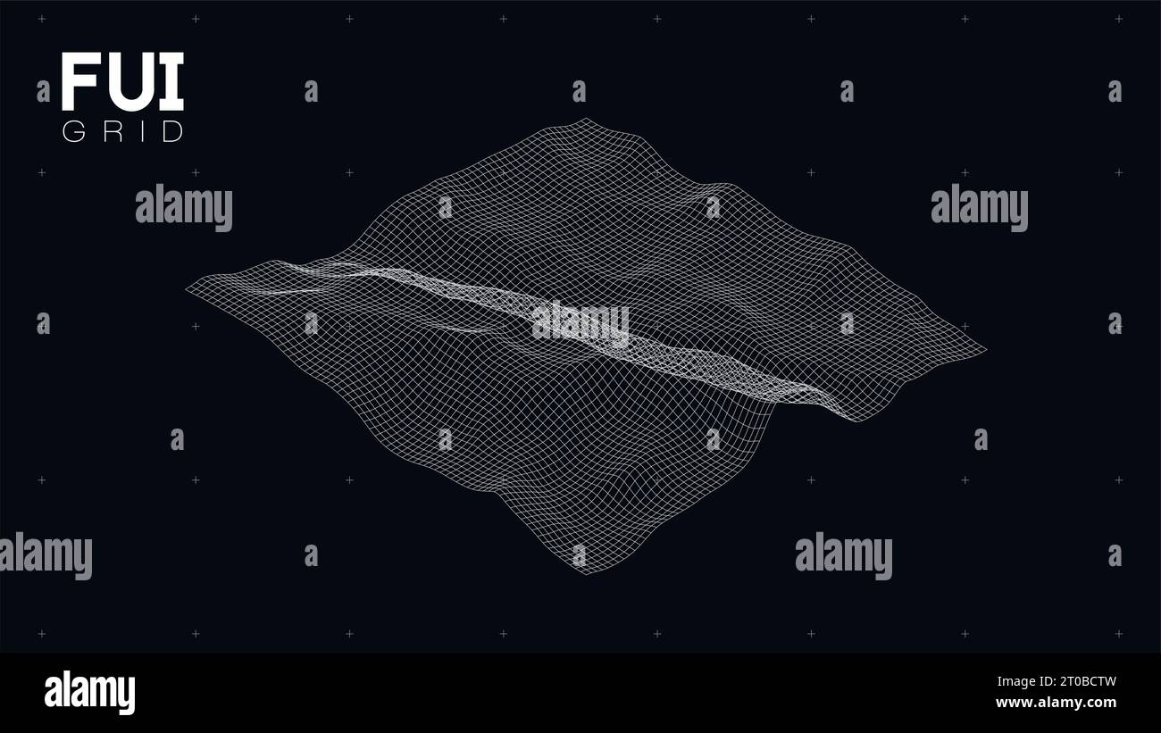 FUI GUI 3D Vector Landscape Scan Grid. Abstract futuristic background ...