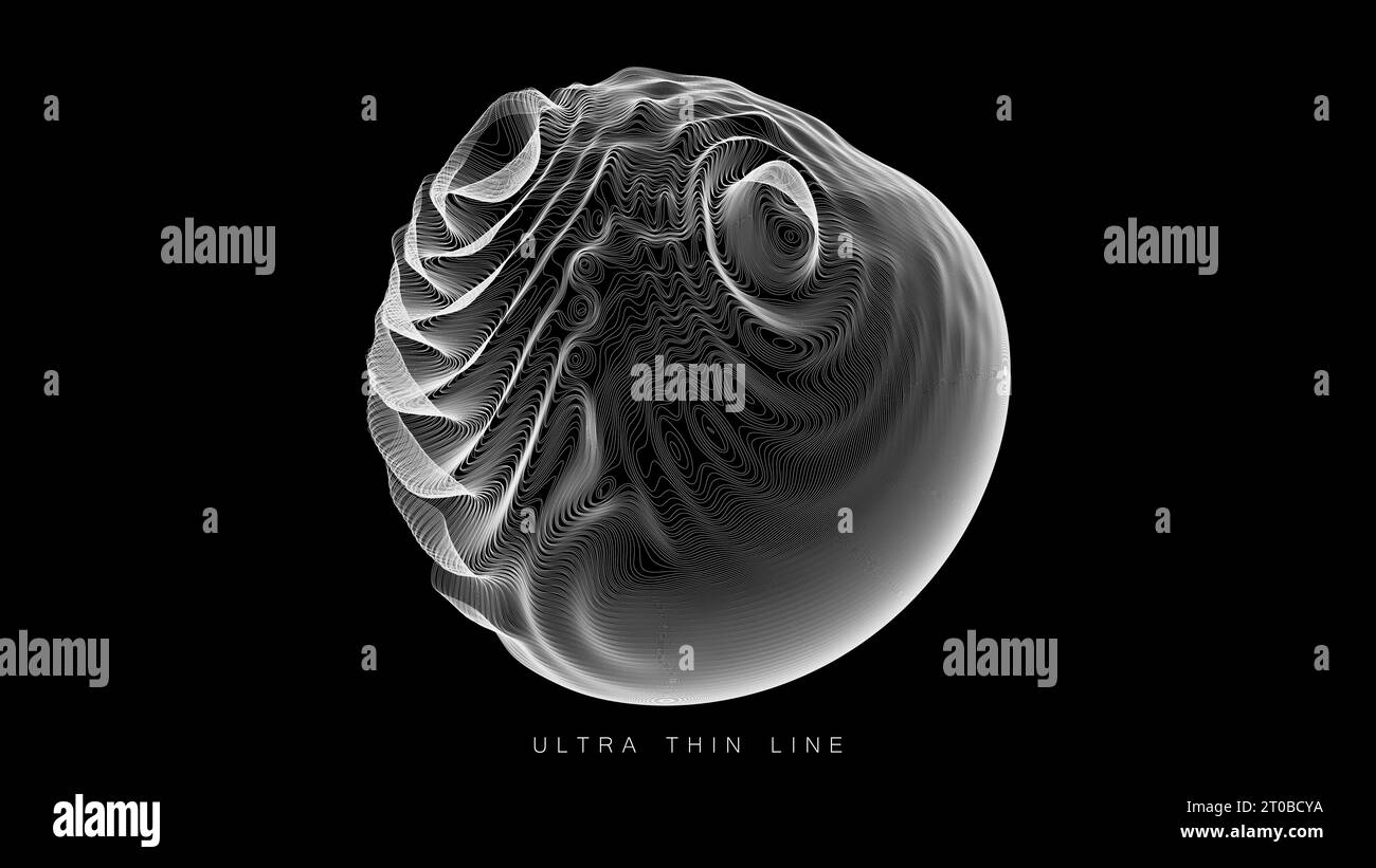 Ultra thin line fluid geometry. Dynamic vector distorted spheres Stock ...