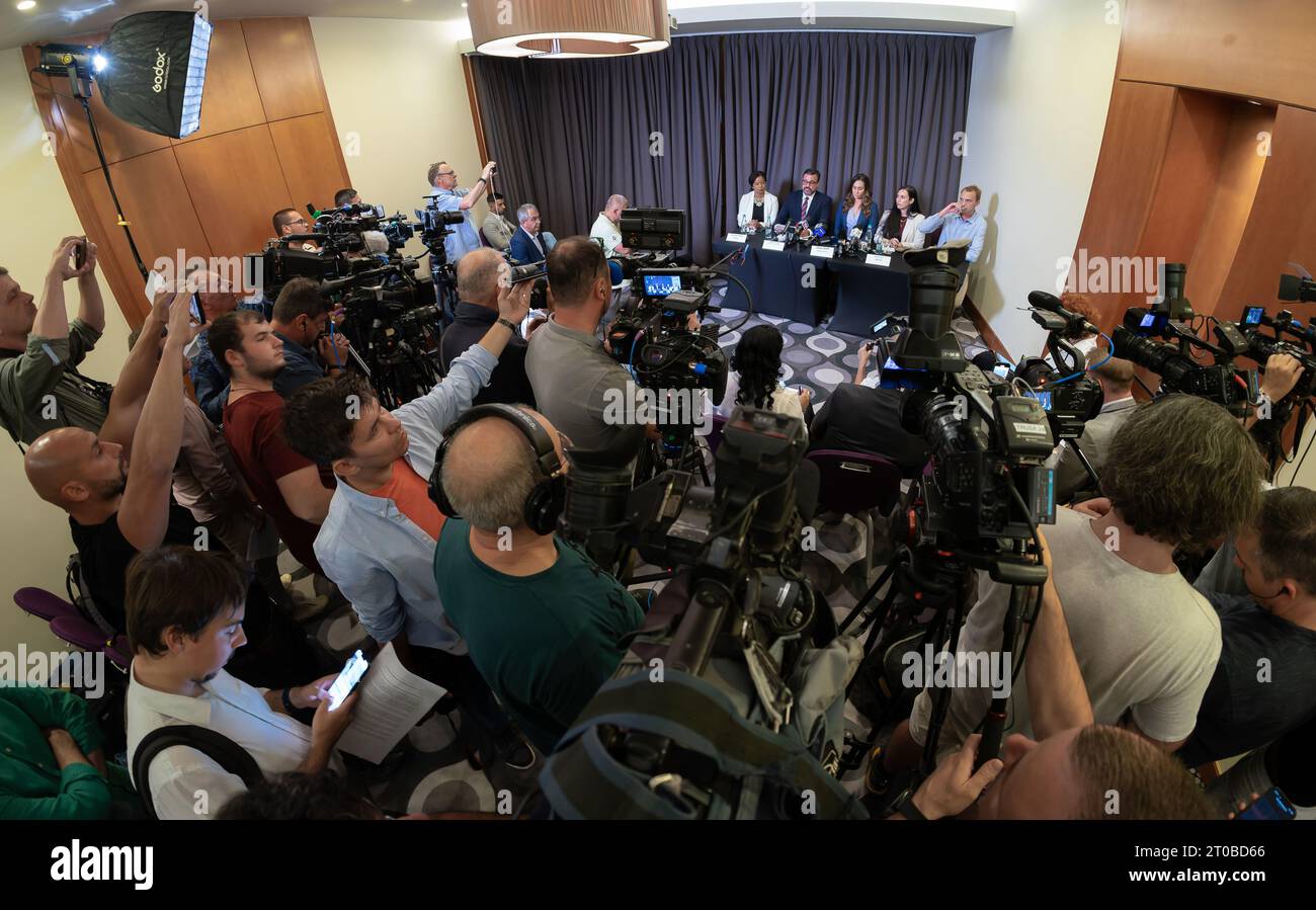 Bucharest, Romania. 5th Oct, 2023: (L-R) Christen Price, Senior Legal ...