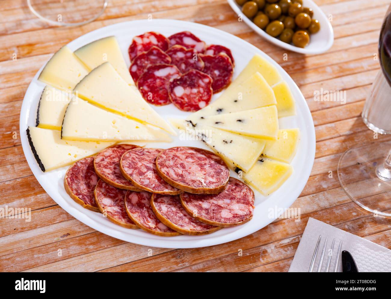 Cold cuts from Spanish sausages and cheeses Stock Photo - Alamy