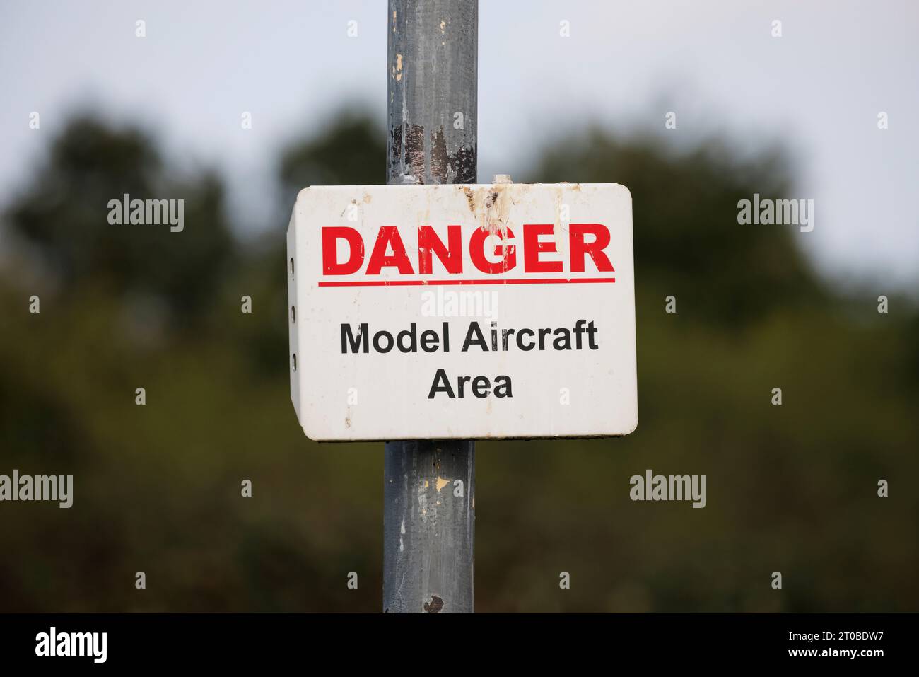 ‘Danger Model Aircraft Area’ sign at Wormwood Scrubs in West London ...