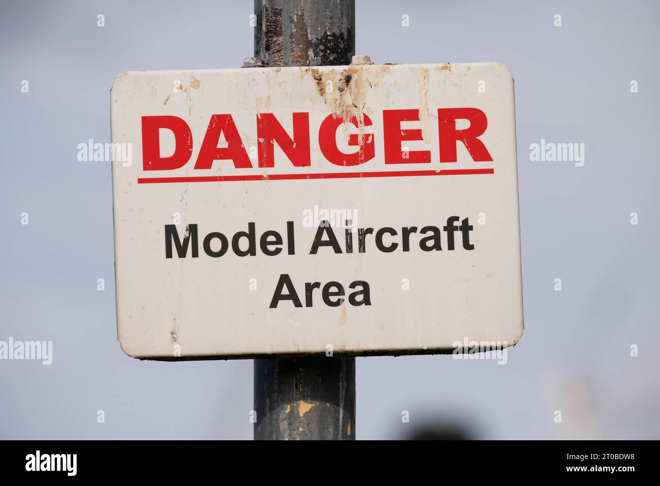 ‘Danger Model Aircraft Area’ sign at Wormwood Scrubs in West London ...