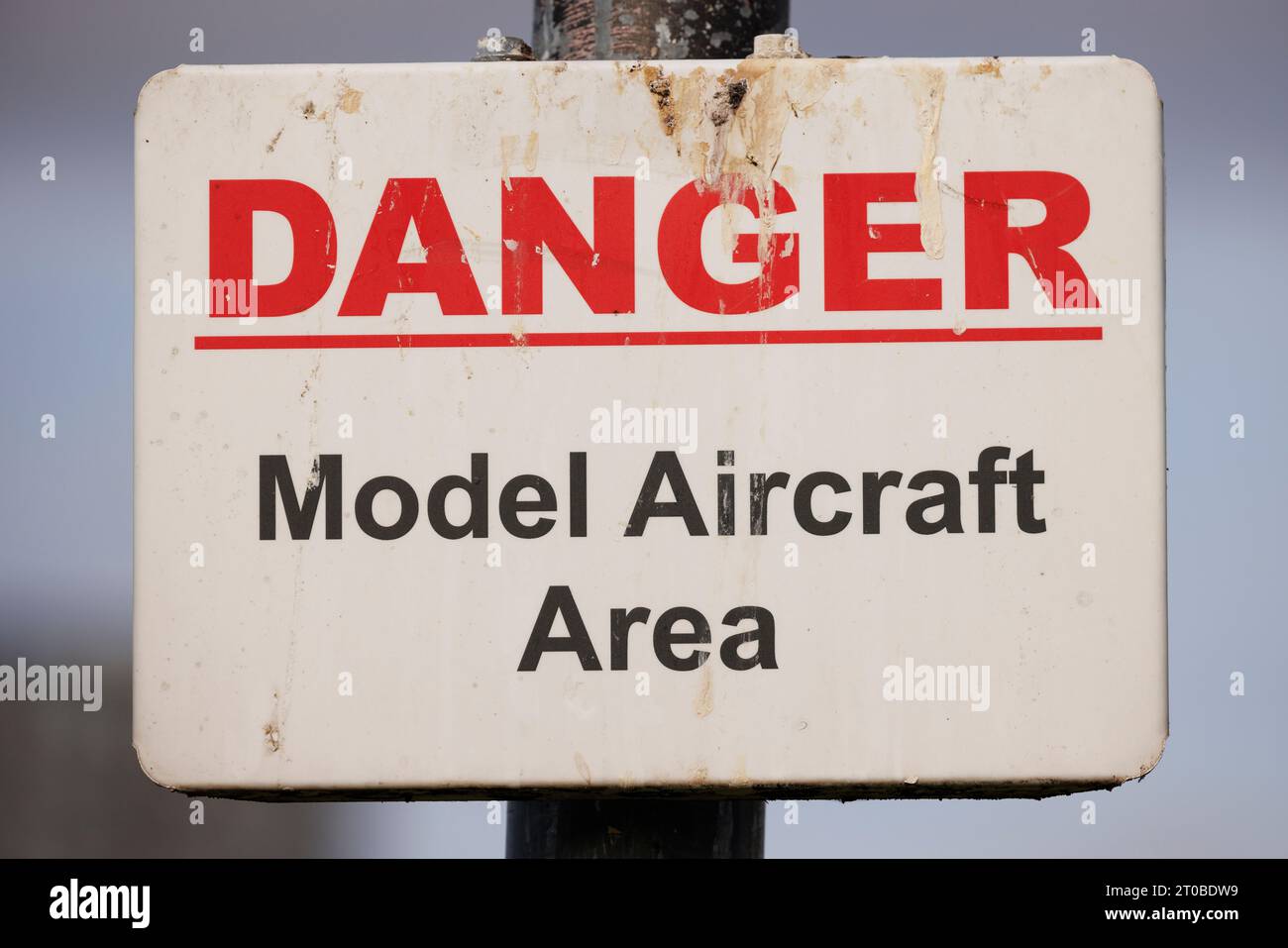 ‘Danger Model Aircraft Area’ sign at Wormwood Scrubs in West London ...