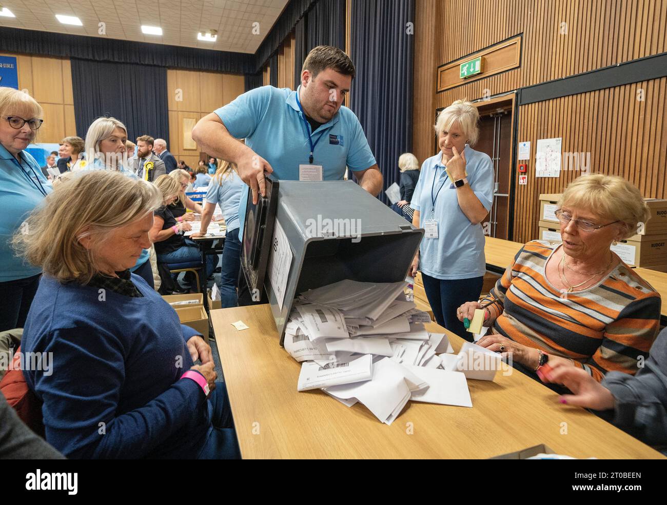 Votes are counted in the count hall at the South Lanarkshire Council ...