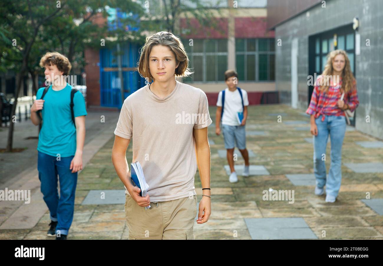 Teenager boy going to school lessons Stock Photo - Alamy