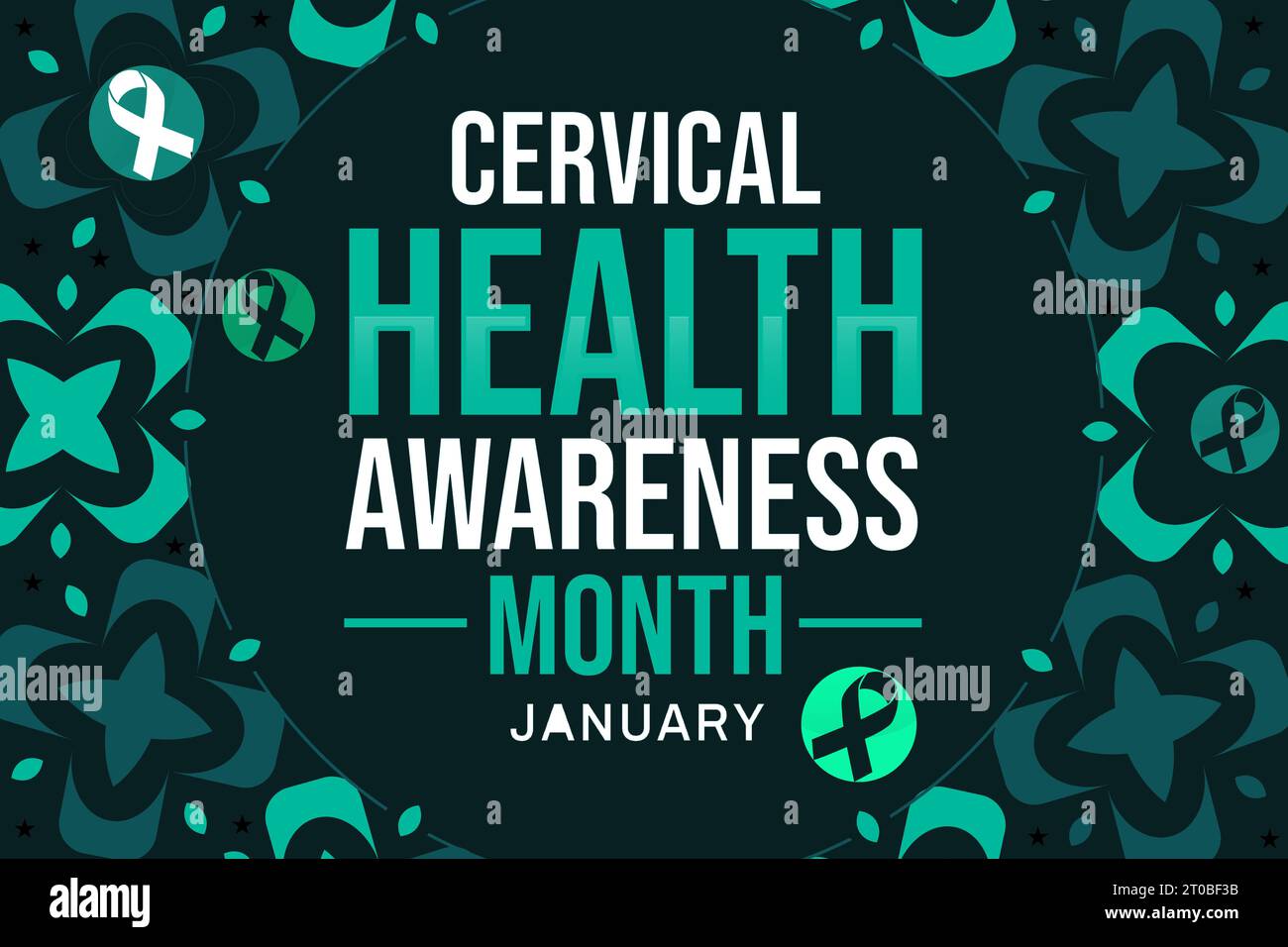 Cervical Health Awareness Month background design with ribbon and ...