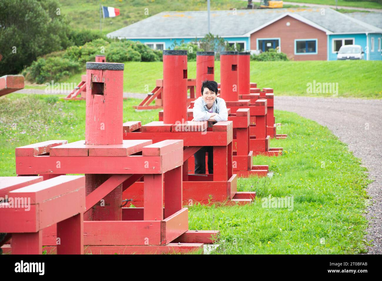 Wooden capstans in St. Pierre, France Stock Photo - Alamy