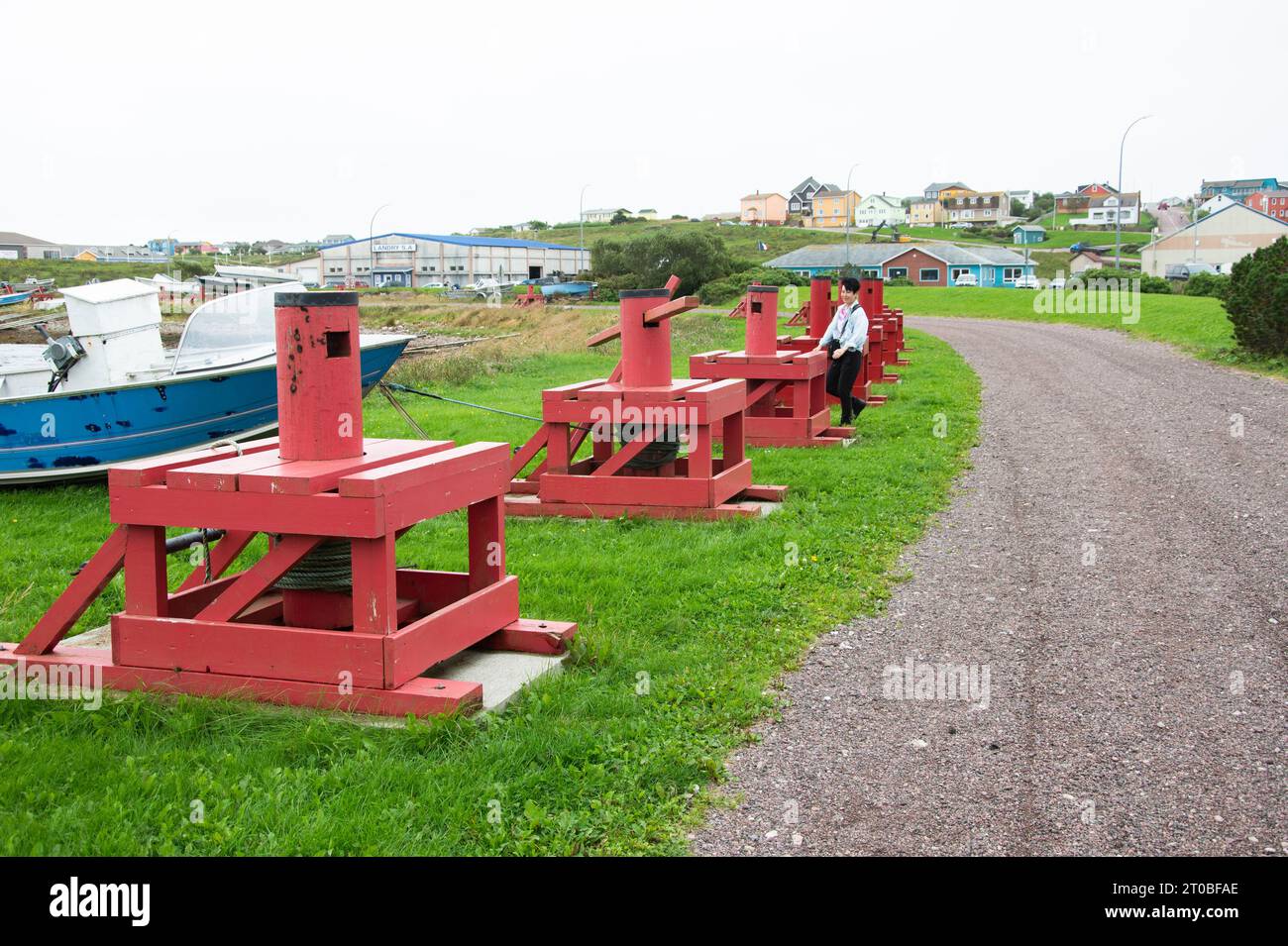Wooden capstans in St. Pierre, France Stock Photo - Alamy
