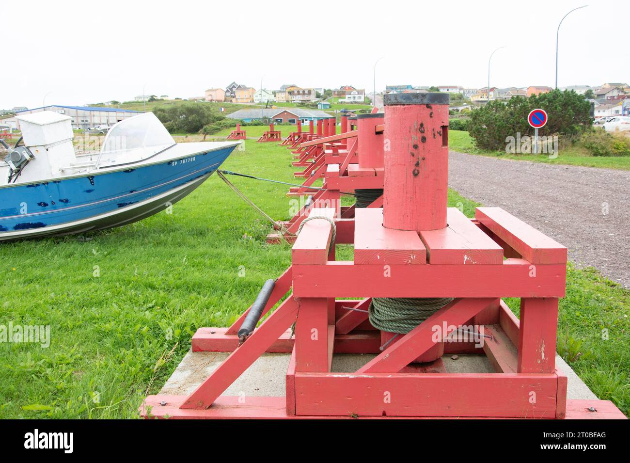 Wooden capstans in St. Pierre, France Stock Photo - Alamy
