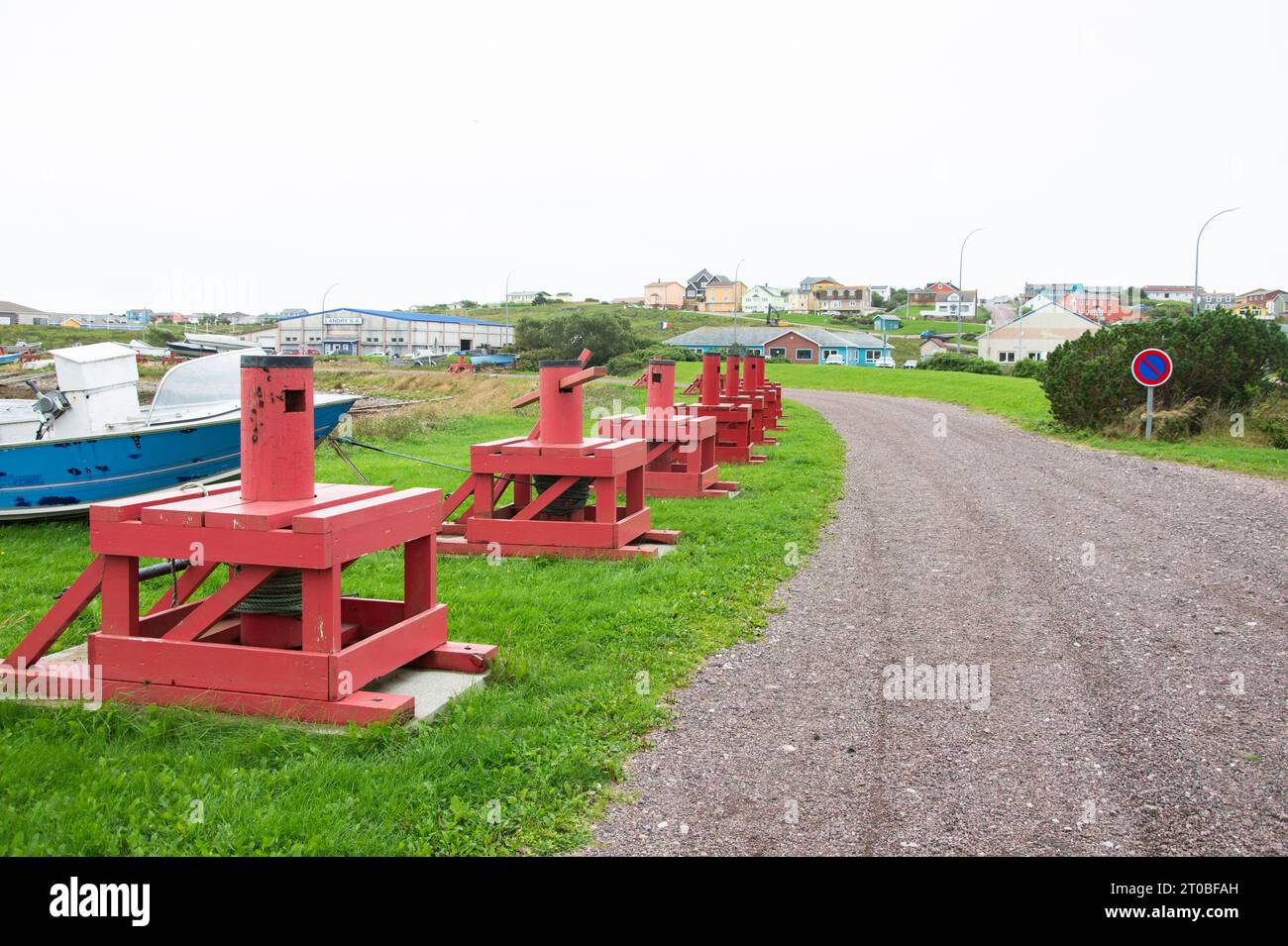 Wooden capstans in St. Pierre, France Stock Photo - Alamy