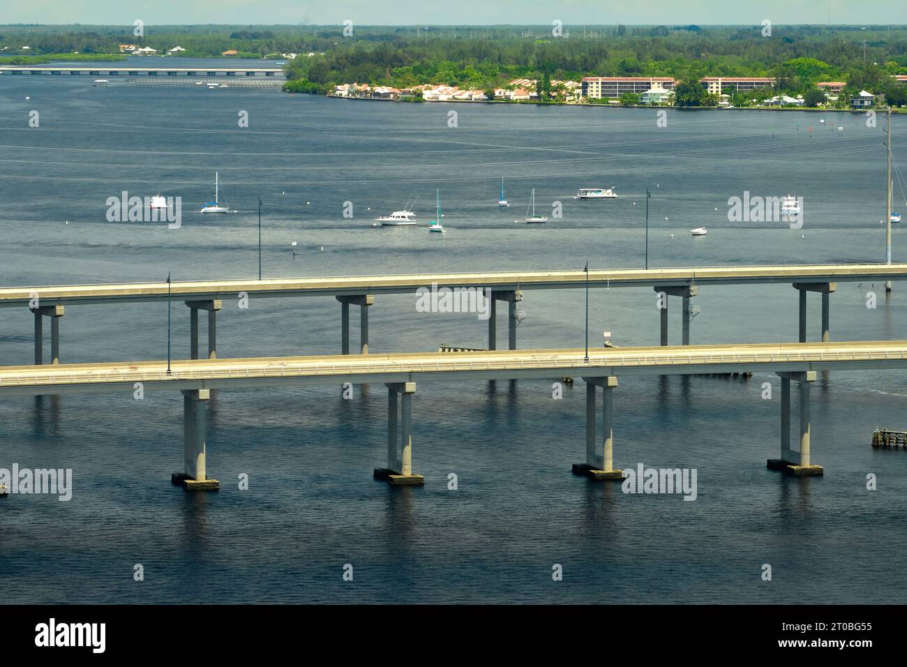 Barron Collier Bridge and Gilchrist Bridge in Florida with moving ...