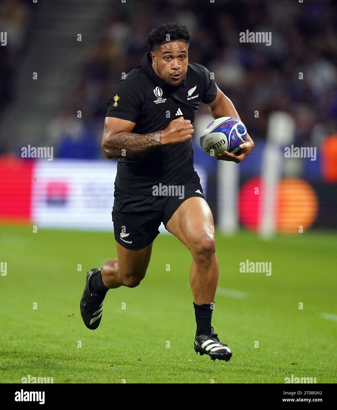 New Zealand's Leicester Fainga'anuku during the Rugby World Cup 2023, Pool A match at the OL ...