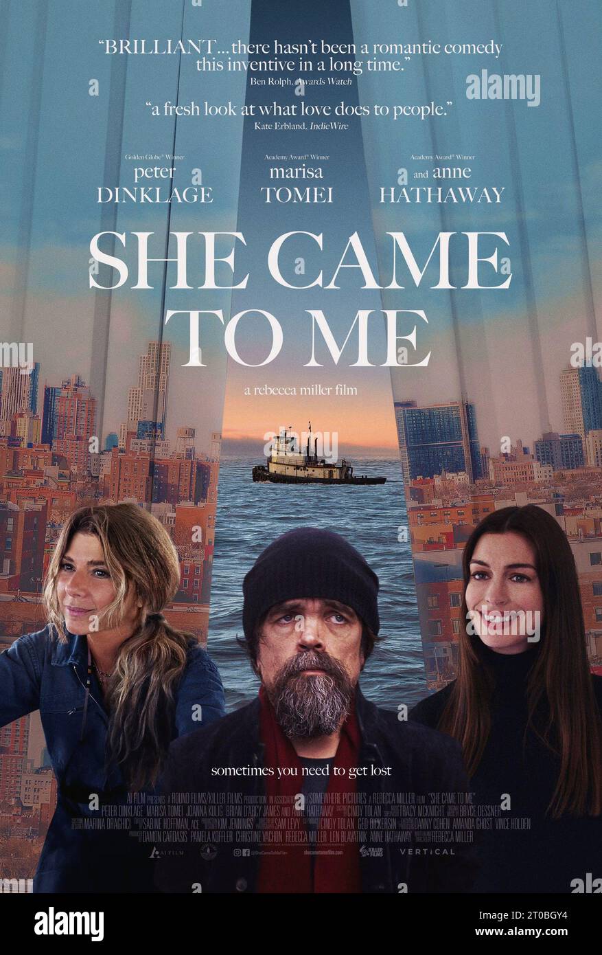 SHE CAME TO ME, US poster, from left: Marisa Tomei, Peter Dinklage ...