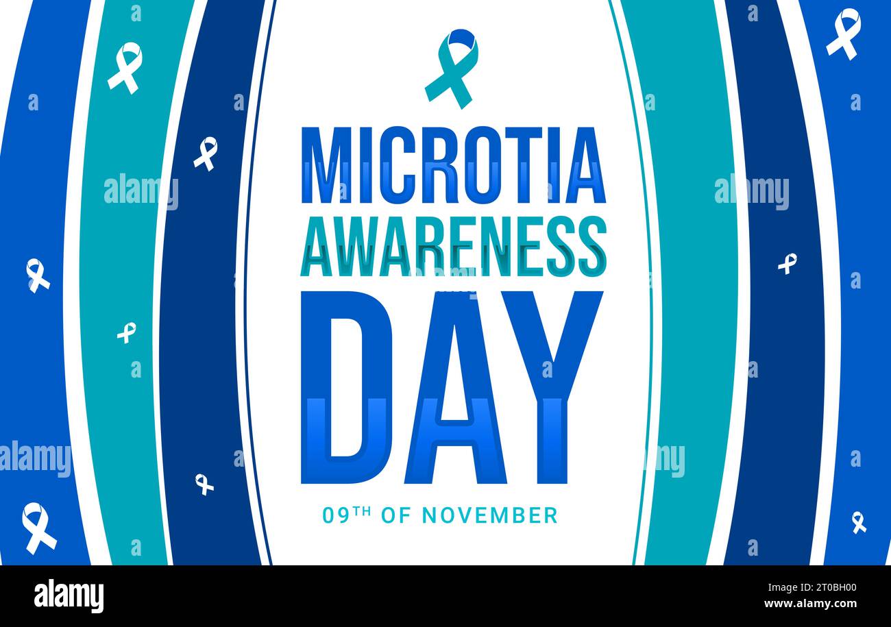 Microtia Awareness Day background design with ribbon and typography ...