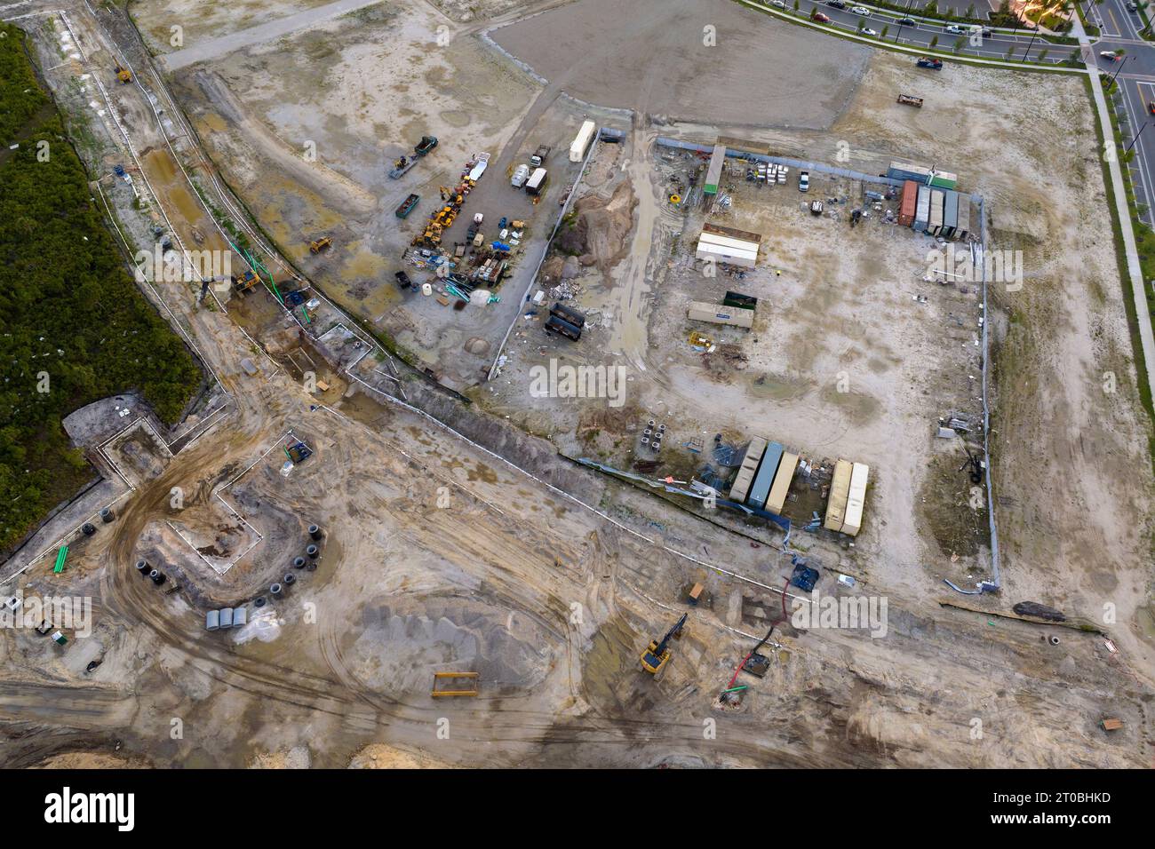 Development of real estate market in the USA. Aerial view of large ...