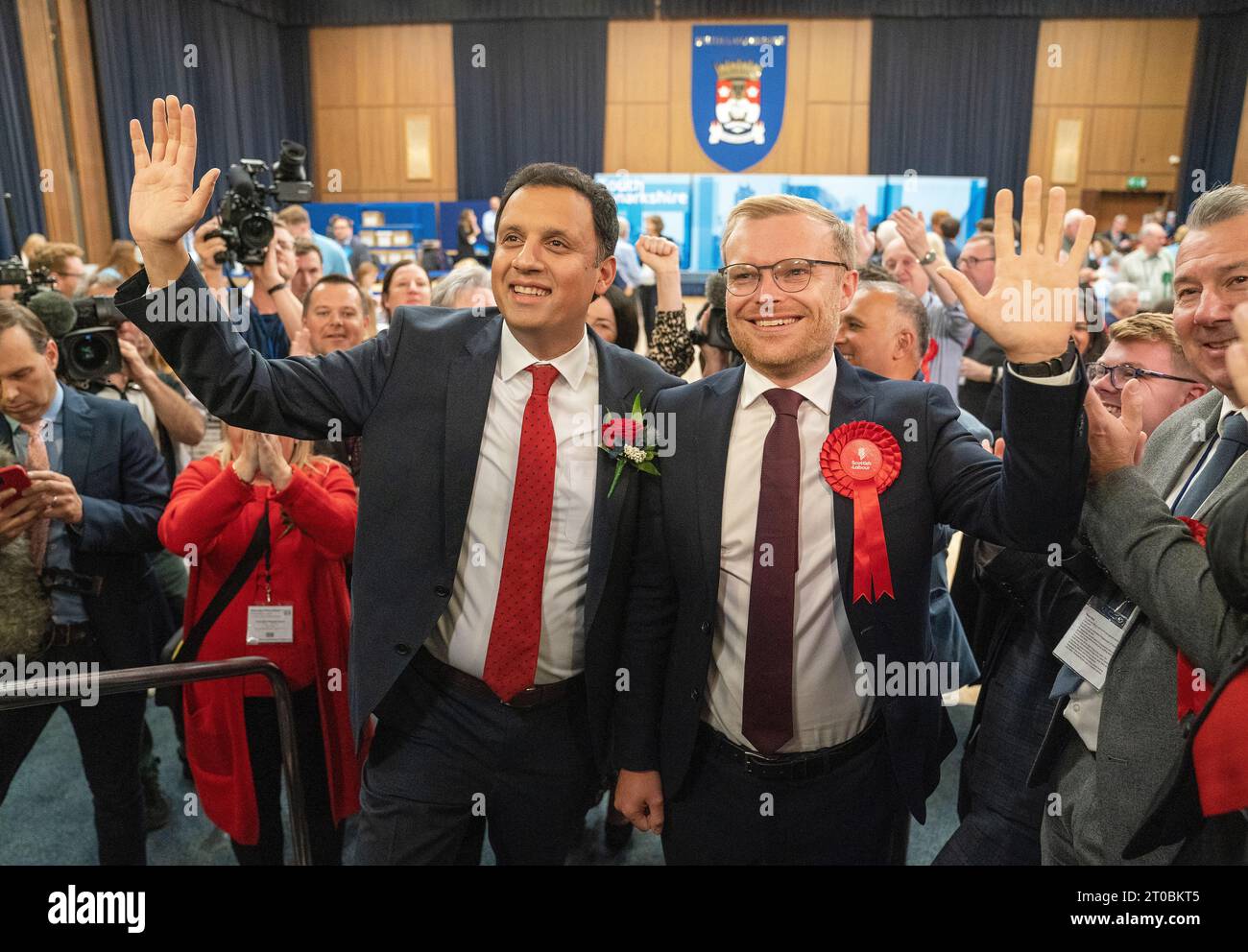 Scottish Labour leader Anas Sarwar with candidate Michael Shanks arrive ...