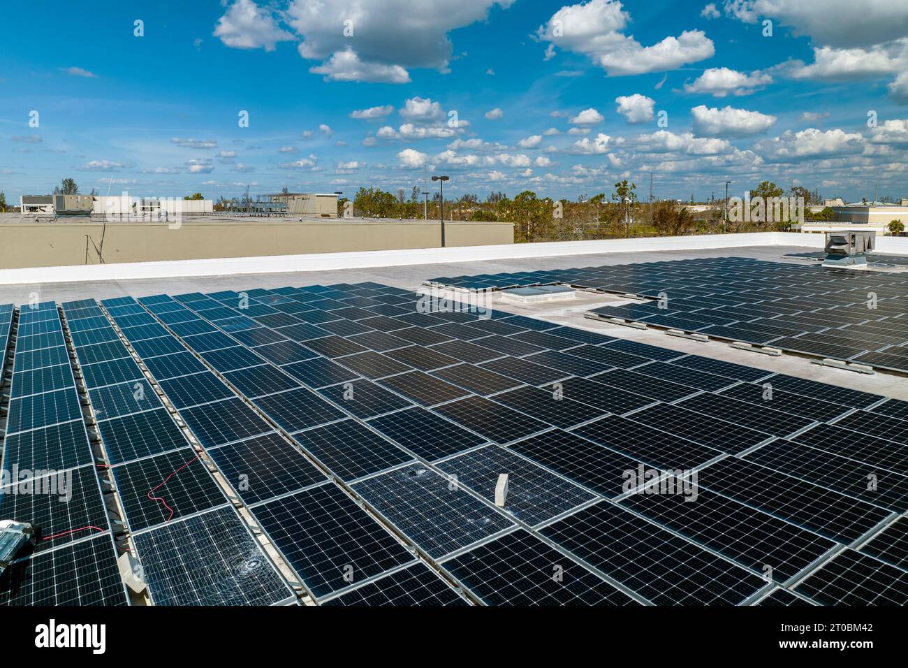 Photovoltaic solar panels destroyed by hurricane strong wind mounted on ...