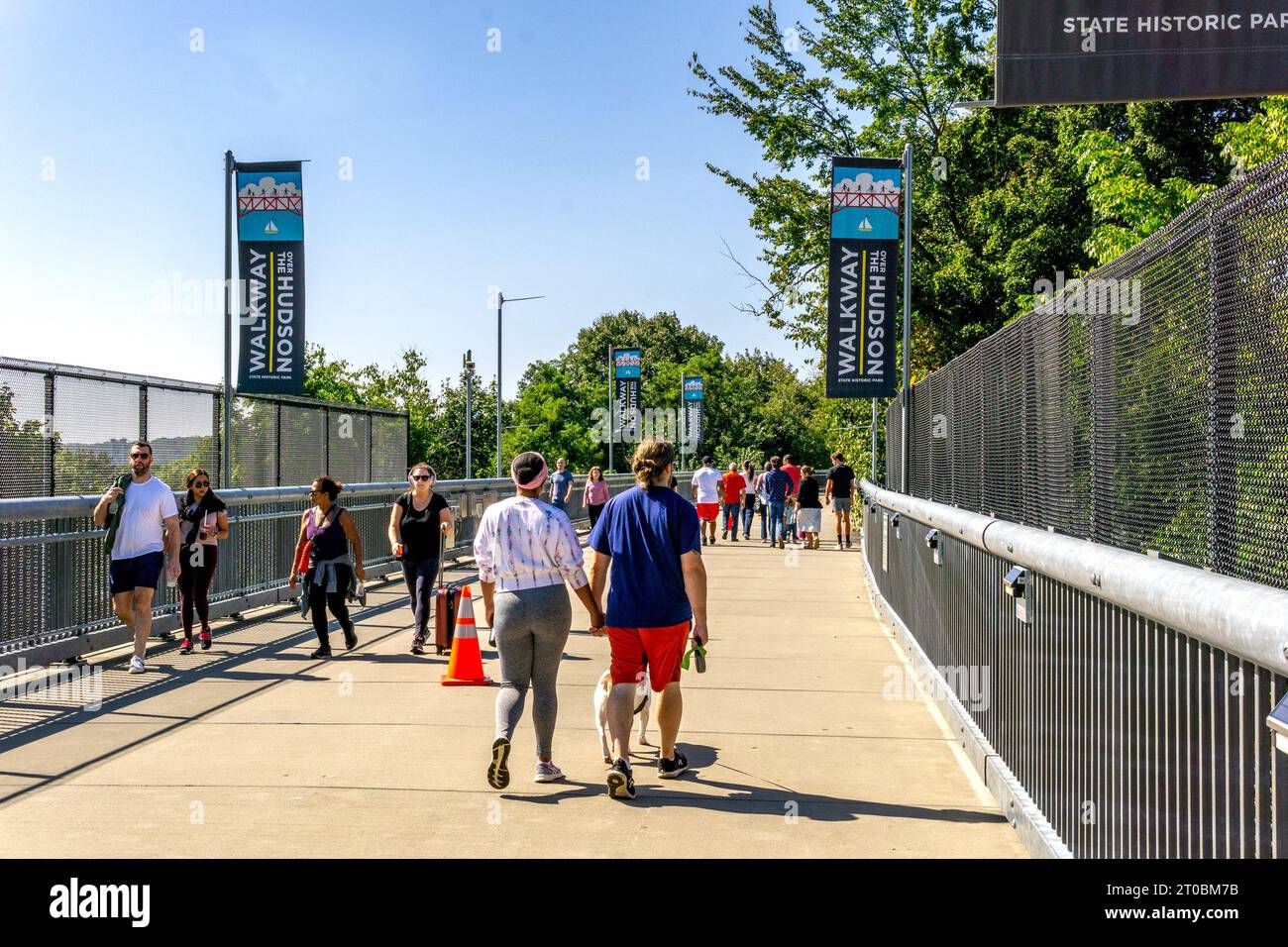 Poughkeepsie, NY - US - Oct 1, 2023 Tourist visiting The Walkway over ...