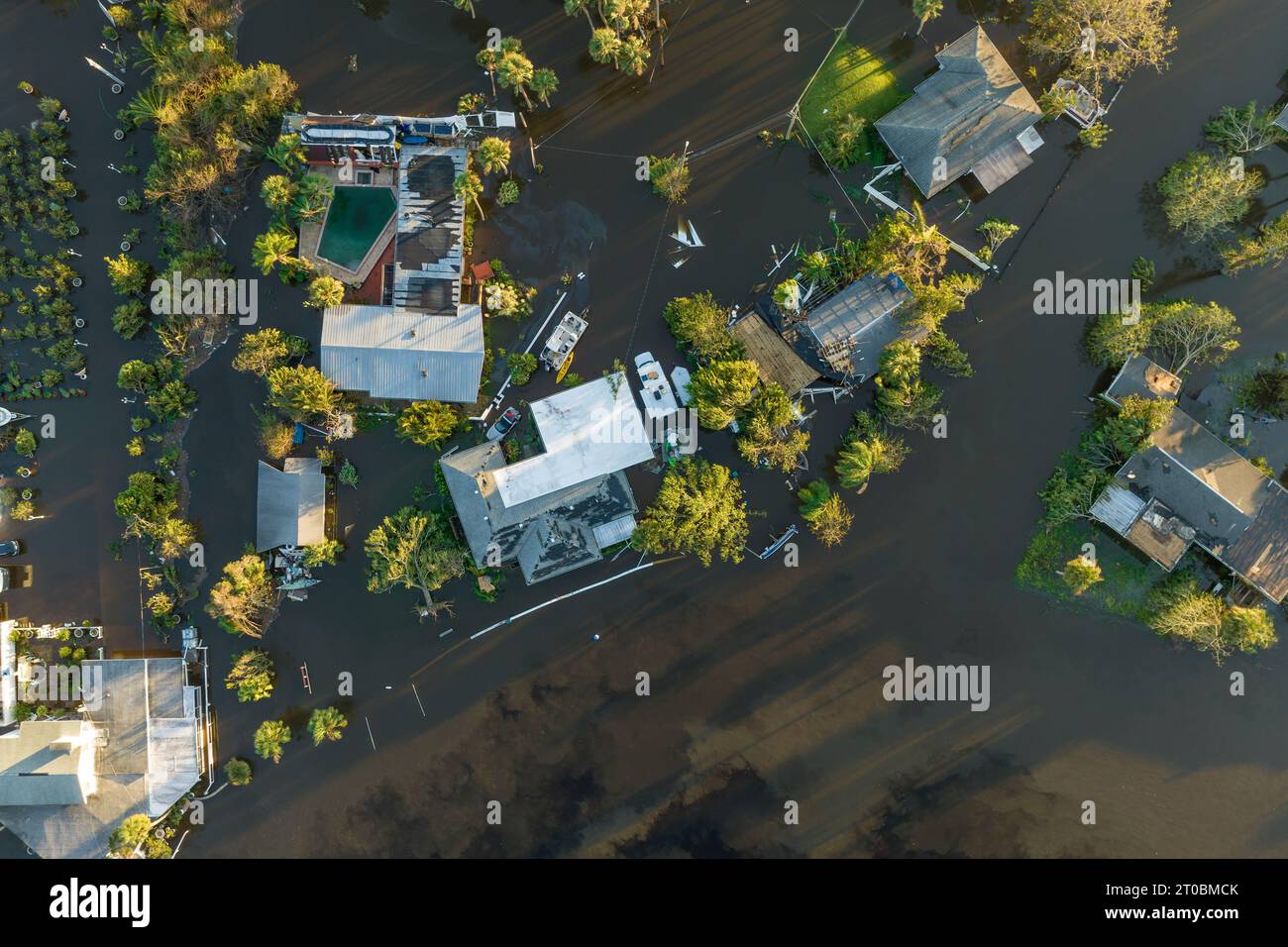 Surrounded by hurricane Ian rainfall flood waters homes in Florida ...