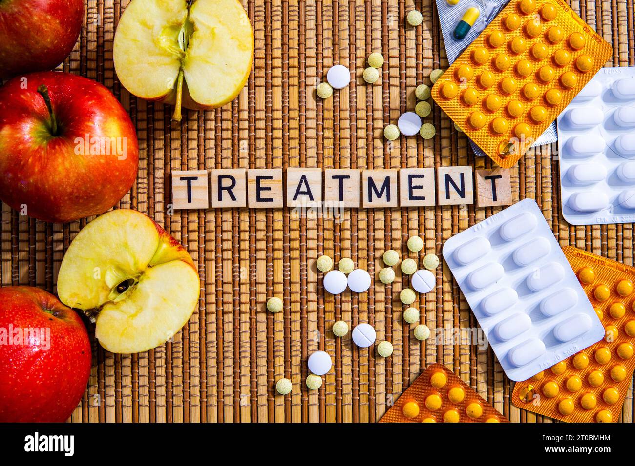 Treatment word in letters apples and medicine drugs modern medicine ...