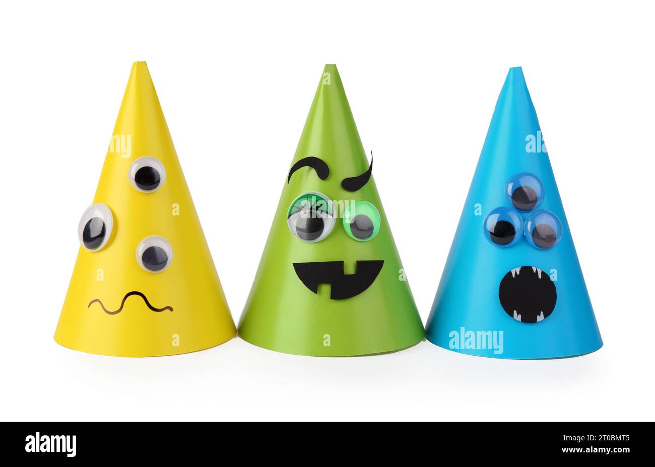 Funny handmade monsters isolated on white. Halloween decoration Stock ...