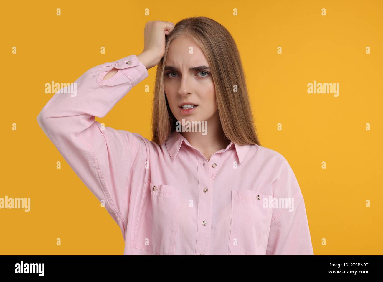 Embarrassed shy nervous young woman hi-res stock photography and images ...